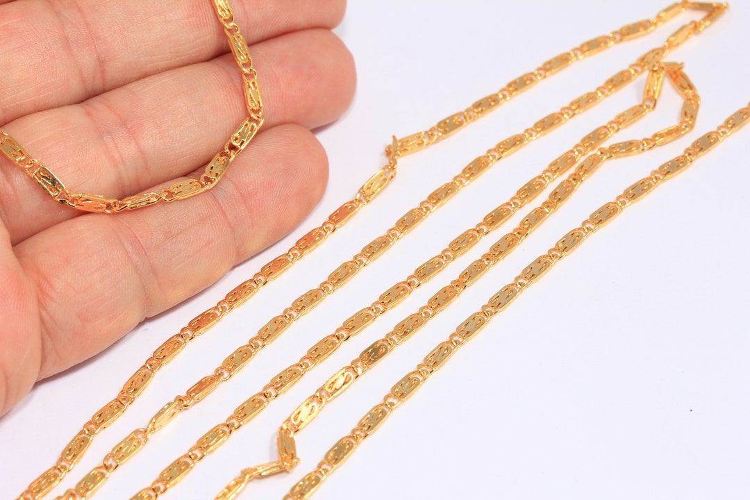 24k Shiny Gold Bar Chain, ''S'' Pattern Chain, Bulk Lot Chain ...