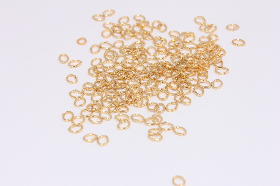 4mm Jump Rings24k Shiny Gold Oval Jump Rings, Bulk Gold Jump Rings ...
