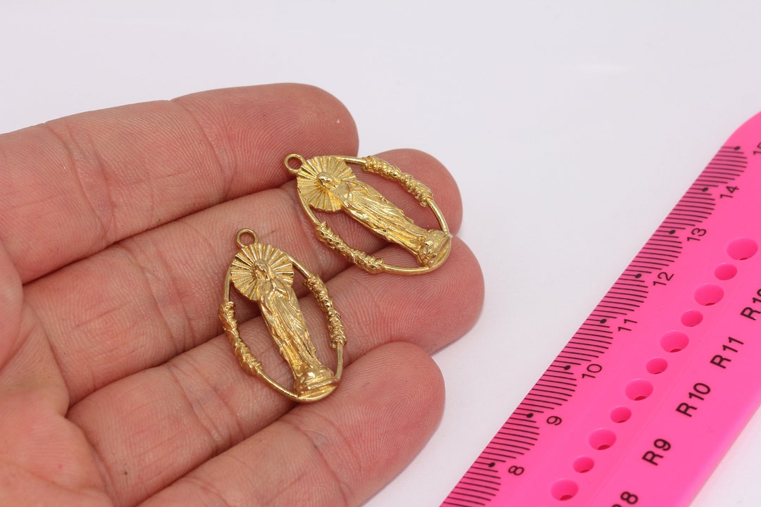 Raw Brass Mother Mary Pendant, Mother Mary Charms, Virgin Mary Necklace ...