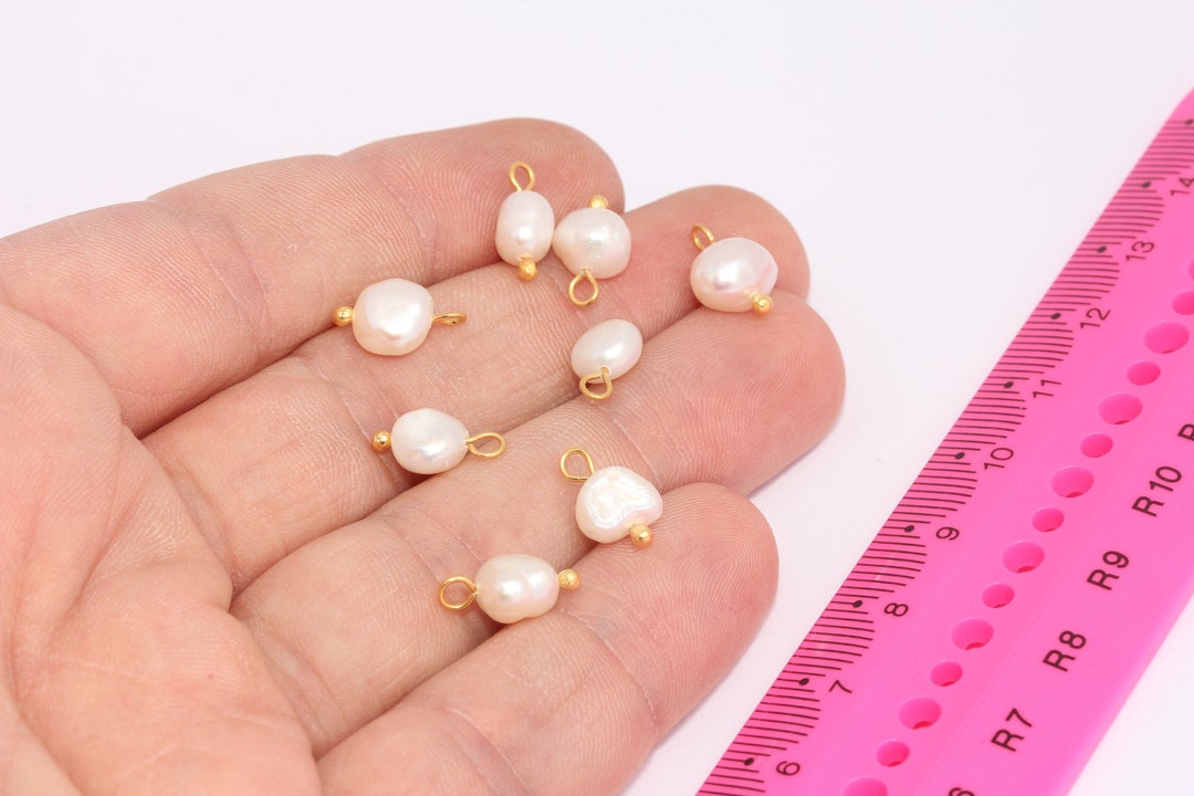 7,5x12mm Pearl Charms, Natural White Freeform Pearls, Fresh Water Pearl ...