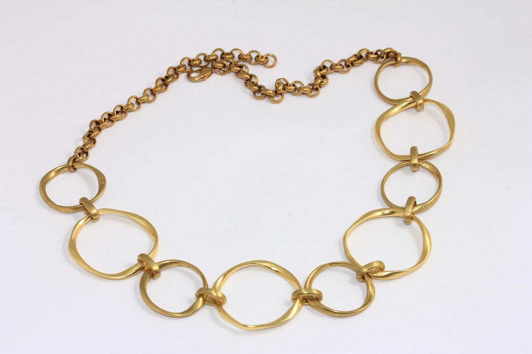 18'' Raw Brass Round Link Necklace, Finished Circle Link Necklace ...