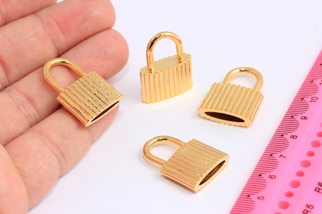 20x27mm 24k Shiny Gold Padlock Charms, Lock Necklace Charm, Lock ...
