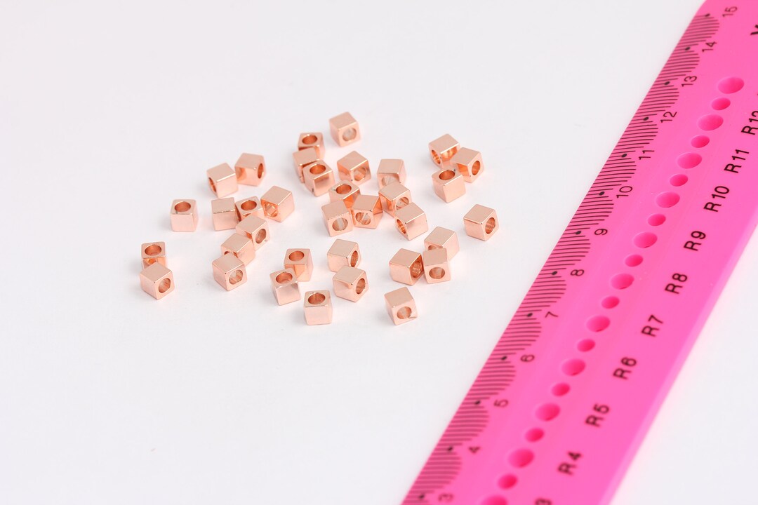 4mm Rose Gold Cube Beads, Spacer Beads, Cubes, Spacer Beads, Bracelet ...