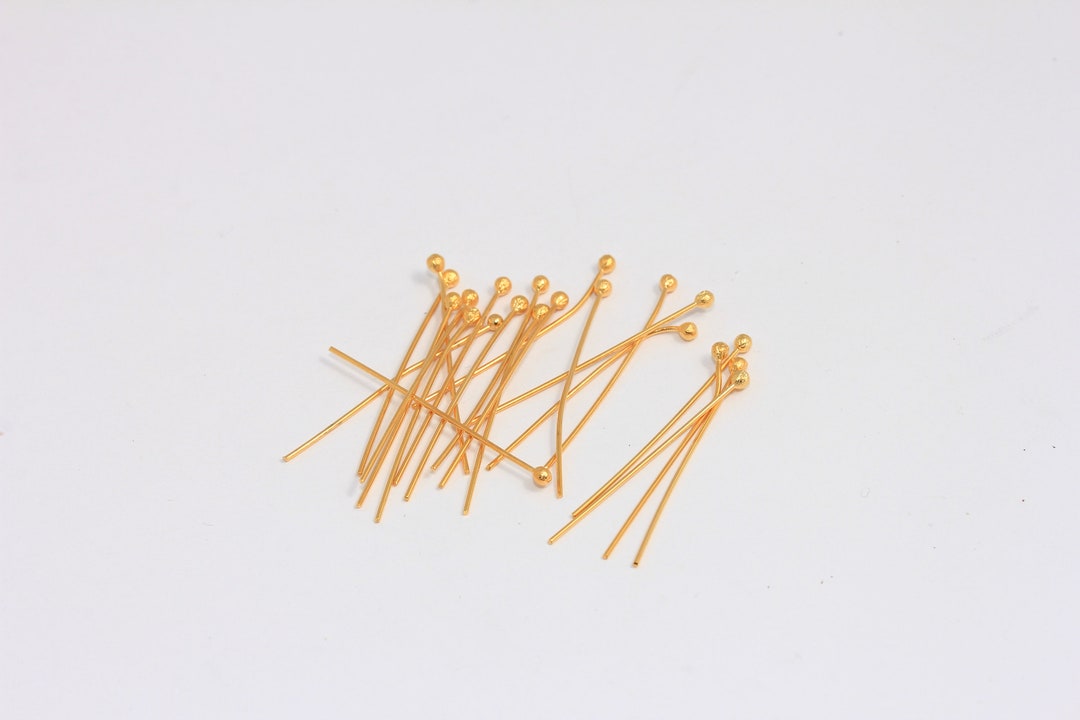 30mm 24k Shiny Gold Ball Head Pin, Gold Plated Jewelry Pins, Pins for ...