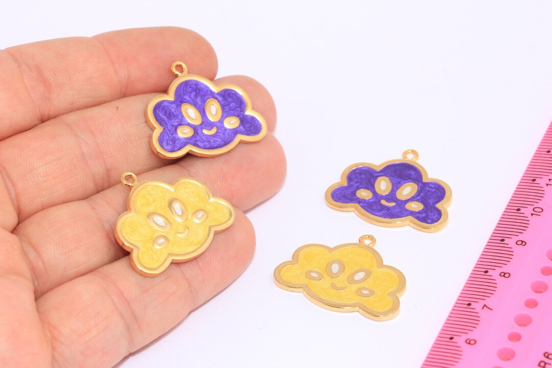 24x28mm 24k Shiny Gold Cloud Charms, Enamel Cloud Charms, Cute Cloud ...