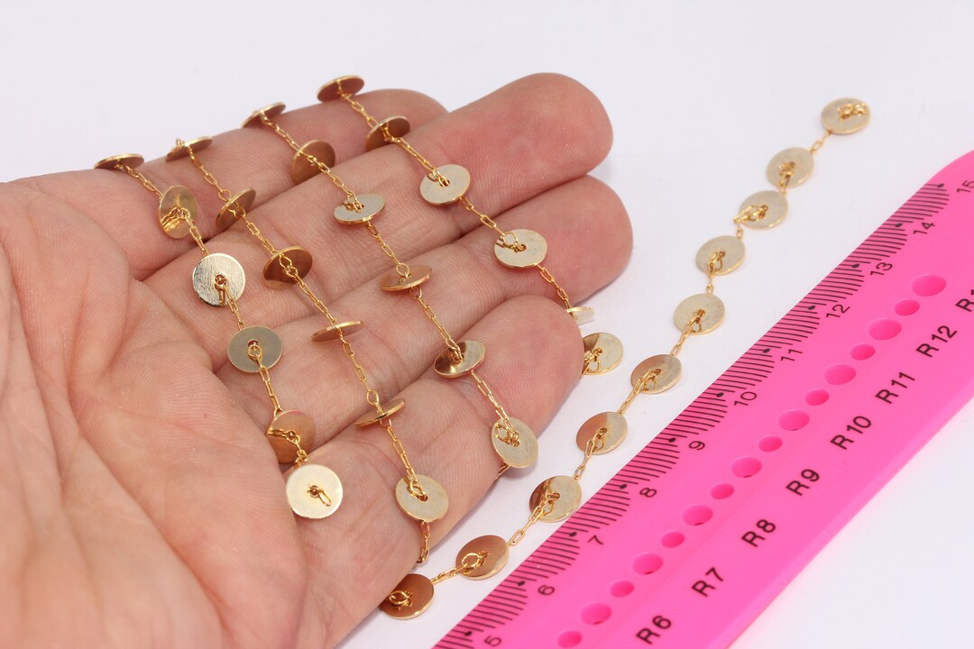 8mm 24k Shiny Gold Coin Chain, Disc Coin Chains, Bulk Lot Chain ...