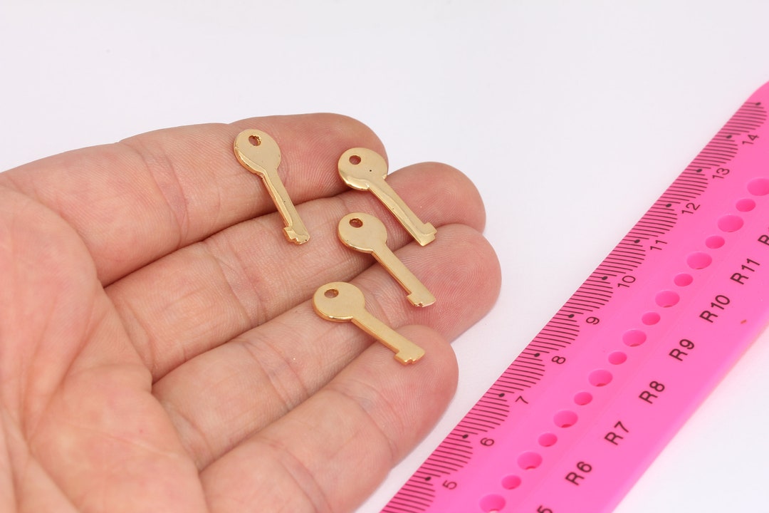 Shiny Gold Key Charms, Key Pendant, Gold Key Charm, Necklace Key Charm ...