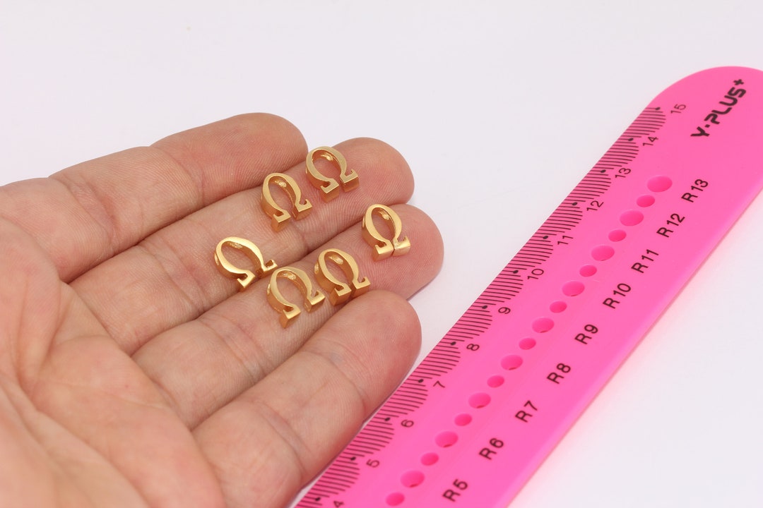 7x9mm 24k Matt Gold Omega Letter, Omega Letter, Greek Letters, Omega ...