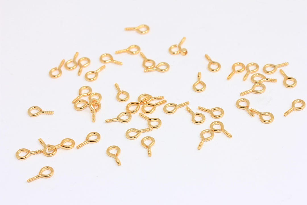 4x8mm 24k Shiny Gold Plated Eye Pin, Eye Pin Screw, Eye Pins, Eye Screw ...