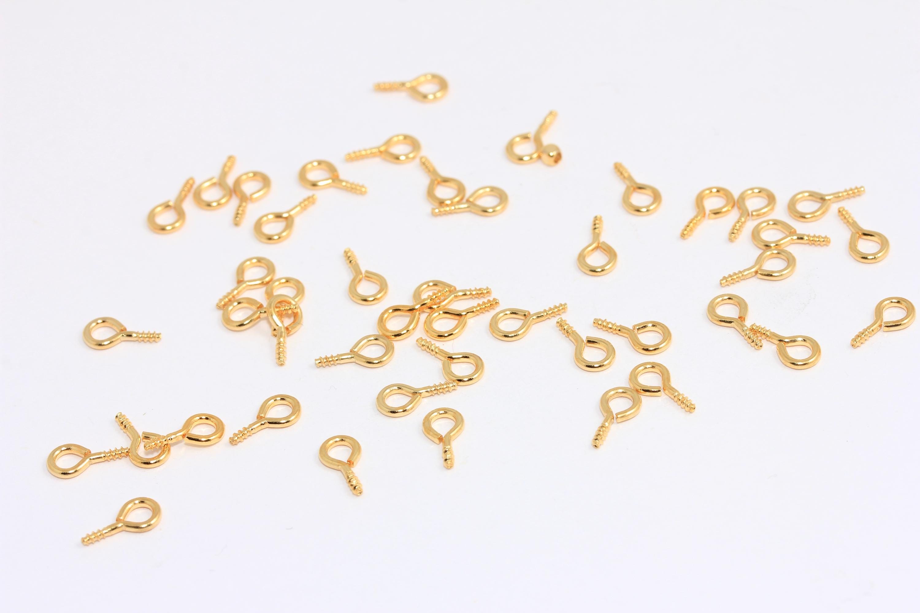 4x8mm 24k Shiny Gold Plated Eye Pin, Eye Pin Screw, Eye Pins, Eye Screw ...