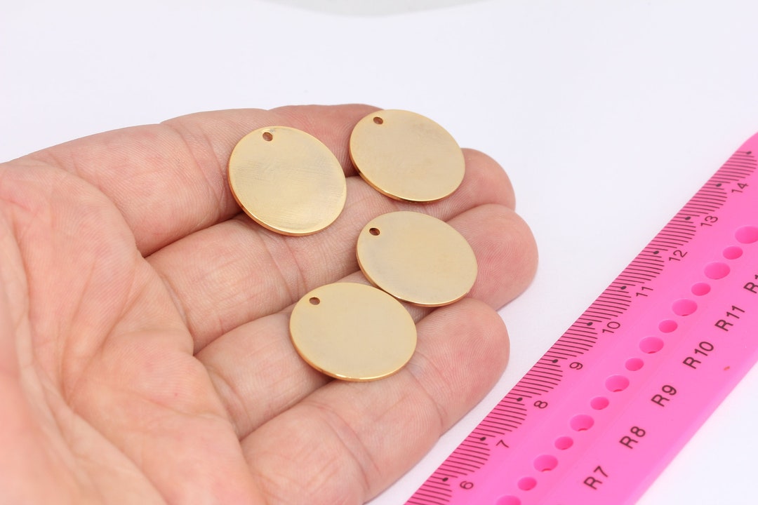 20mm 24k Shiny Gold Round Charms, Round Disc, Personalized Disc, Gold ...