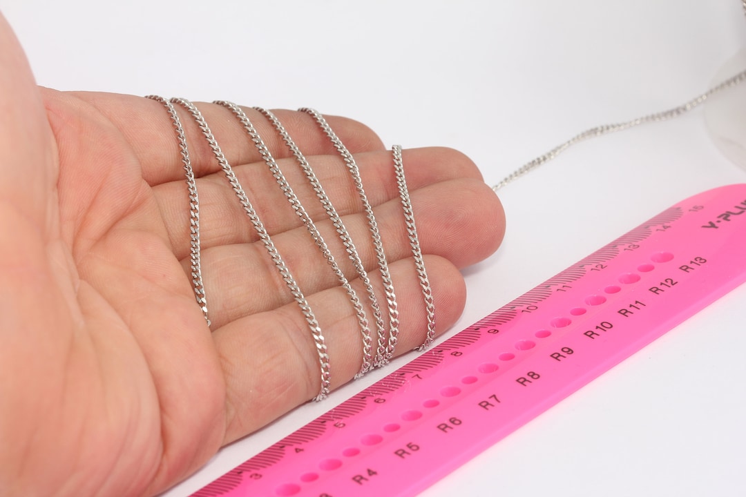 2mm Silver Color Curb Chain, Soldered Chains, Necklace Chain, Silver ...