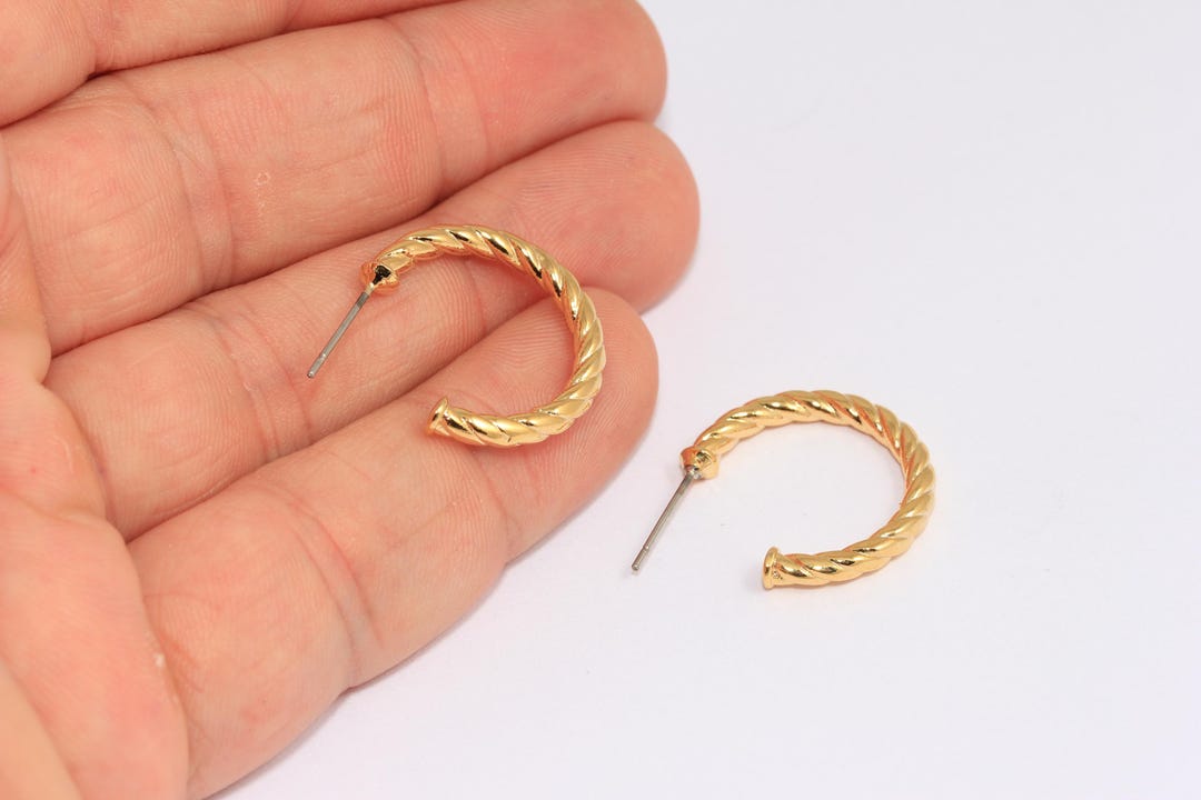 22mm 24k Shiny Gold Hoop Earrings, Braided Gold Hoop Earrings, Gold ...