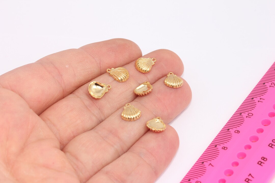 Shiny Gold Plated Sea Shell Charm, Seashell Beads, Seashell Pendant ...