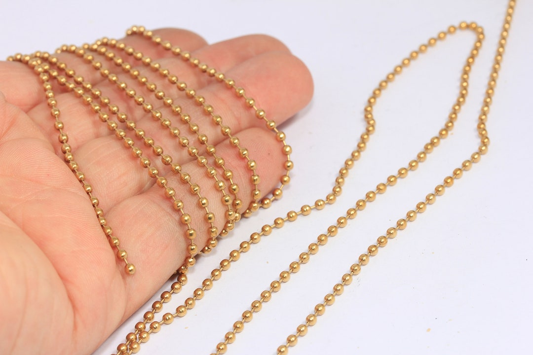 2,2mm Raw Brass Ball Chain, Tiny Brass Lace Ball Chain, Ball Necklace ...