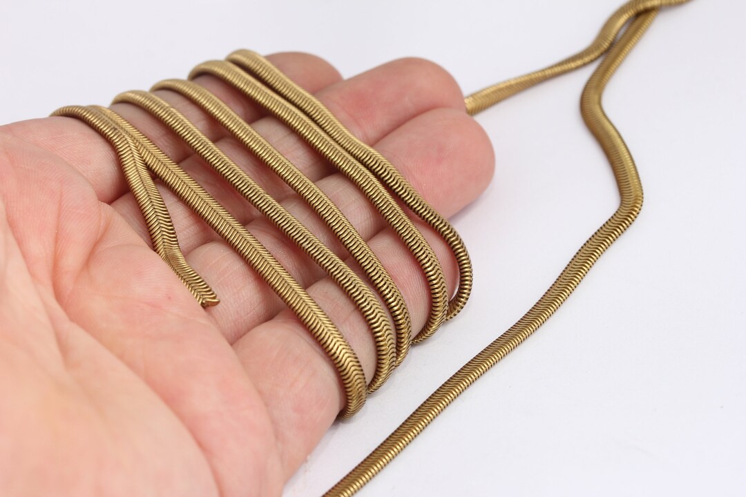 4mm Raw Brass Snake Chains, Brass Flat Snake Snake, MBGKPT34-2 - Etsy