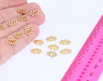 8x12mm 24k Shiny Gold Lotus Charms, Flower of Life Pendant, Lotus ...