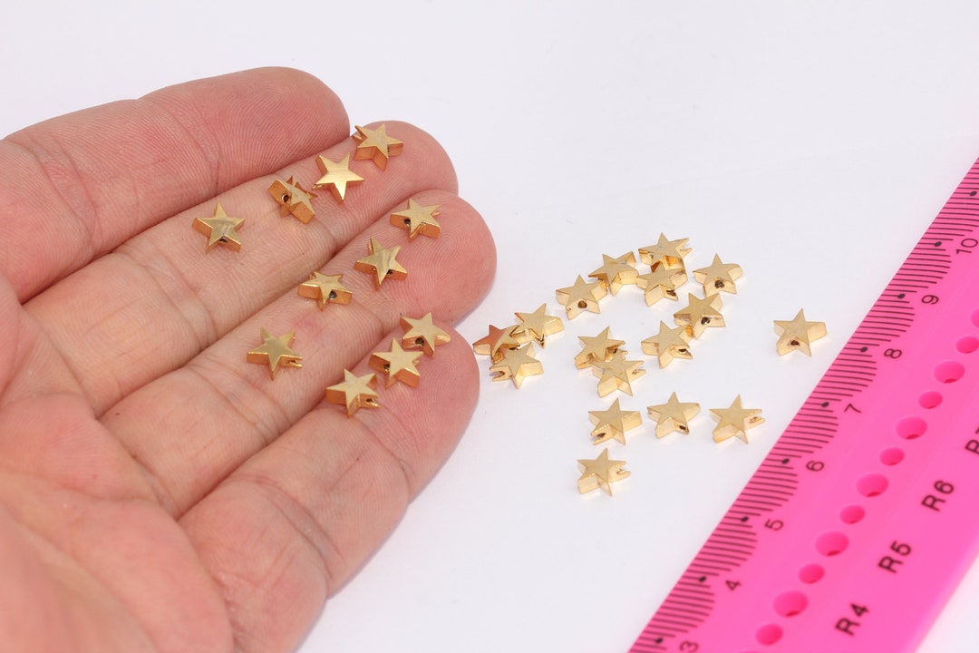 6.5mm 24k Shiny Gold Plated Star Beads, Gold Star Charms, Star ...
