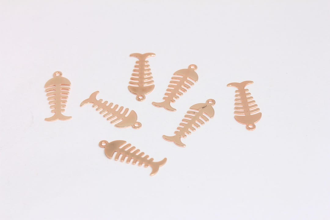 7x20mm Rose Gold Plated Fish Bone Charms, Fish Bone Pendant, Bracelet ...