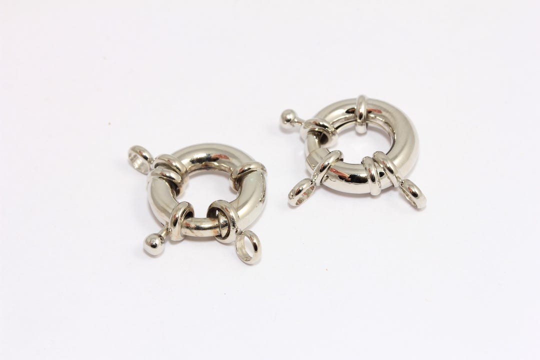 18mm Rhodium Plated Spring Clasp, Round Silver Clasp, Spring Clasp ...