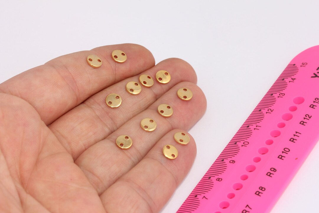 Shiny Gold Disc Charms, Two Hole Coins, Gold Plated Disc, Round Disc ...