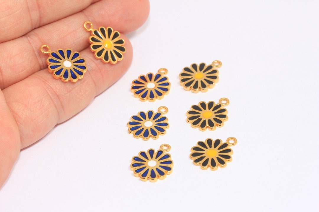 14x17mm 24k Shiny Gold Daisy Charm, Cute Daisy Charms, Flower Pendant ...
