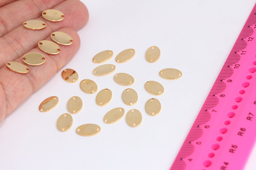 7x11mm 24k Shiny Gold Platedtwo Hole Disc, Oval Disc, Coins, Bracelet ...