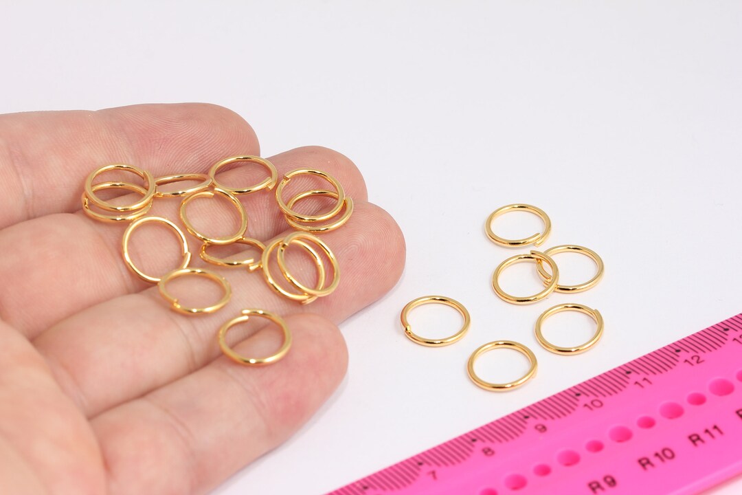 12mm 24k Shiny Gold Jump Rings, Gold Connector, Open Jump Rings, Bulk ...