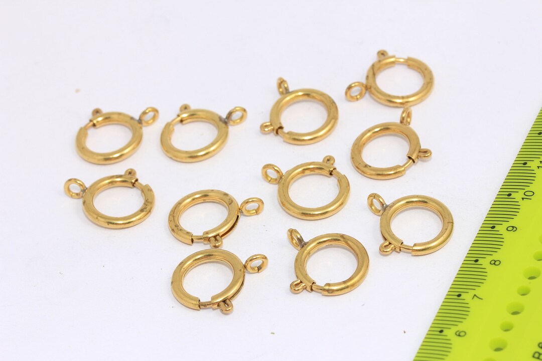 16mm Raw Brass Spring Clasp, Round Clasp, Ring Clasps, Spring Clasp ...