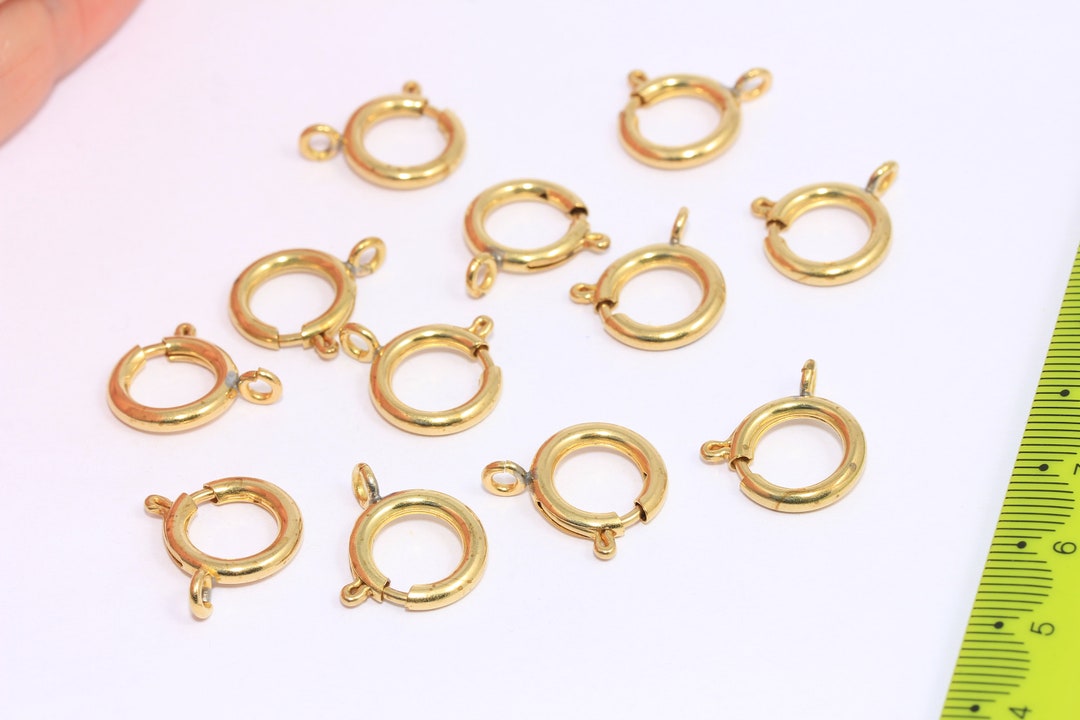 14mm Raw Brass Spring Clasp Round Clasp Ring Clasps Spring Clasp Raw Brass Clasp Lobster