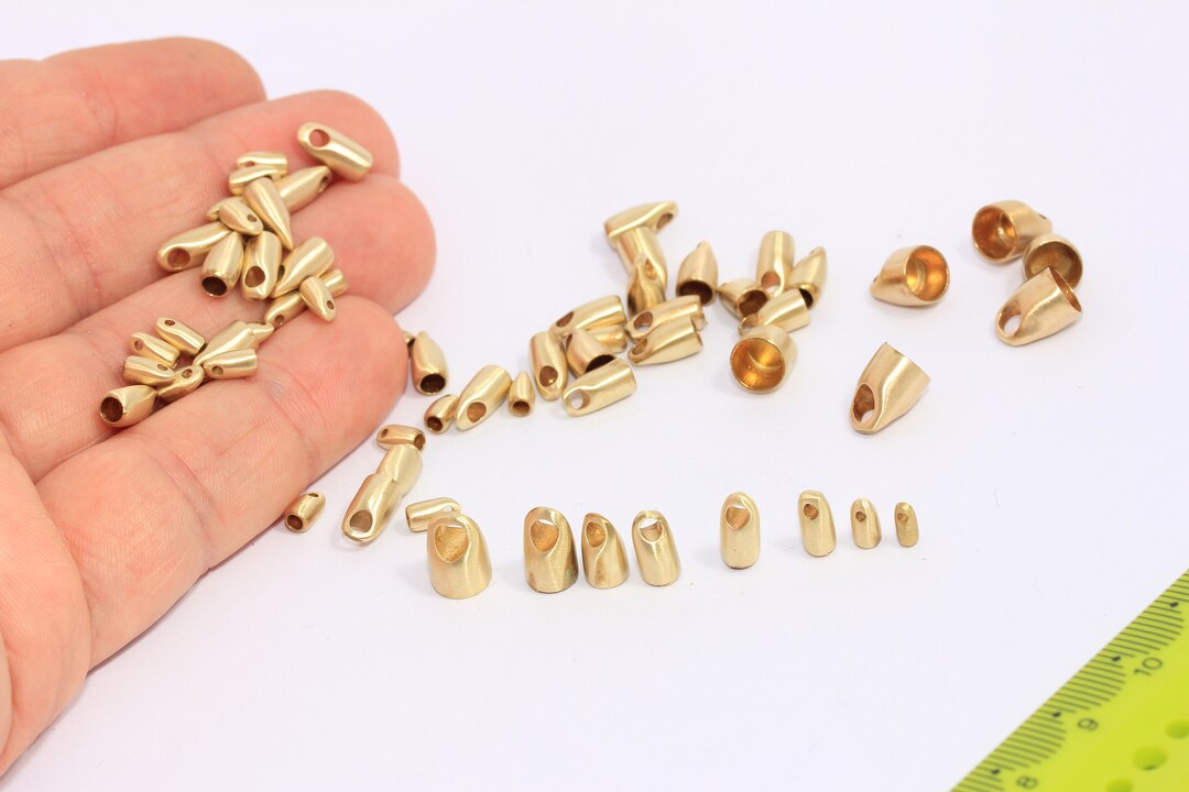 Raw Brass End Cap, Optional Inner Size, Leather Cord End Tips, Chain ...