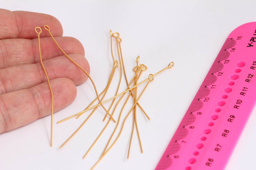 70mm 24k Shiny Gold Plated Eye Pins, Hoop Eye Pins, Eye Pins With Loop ...