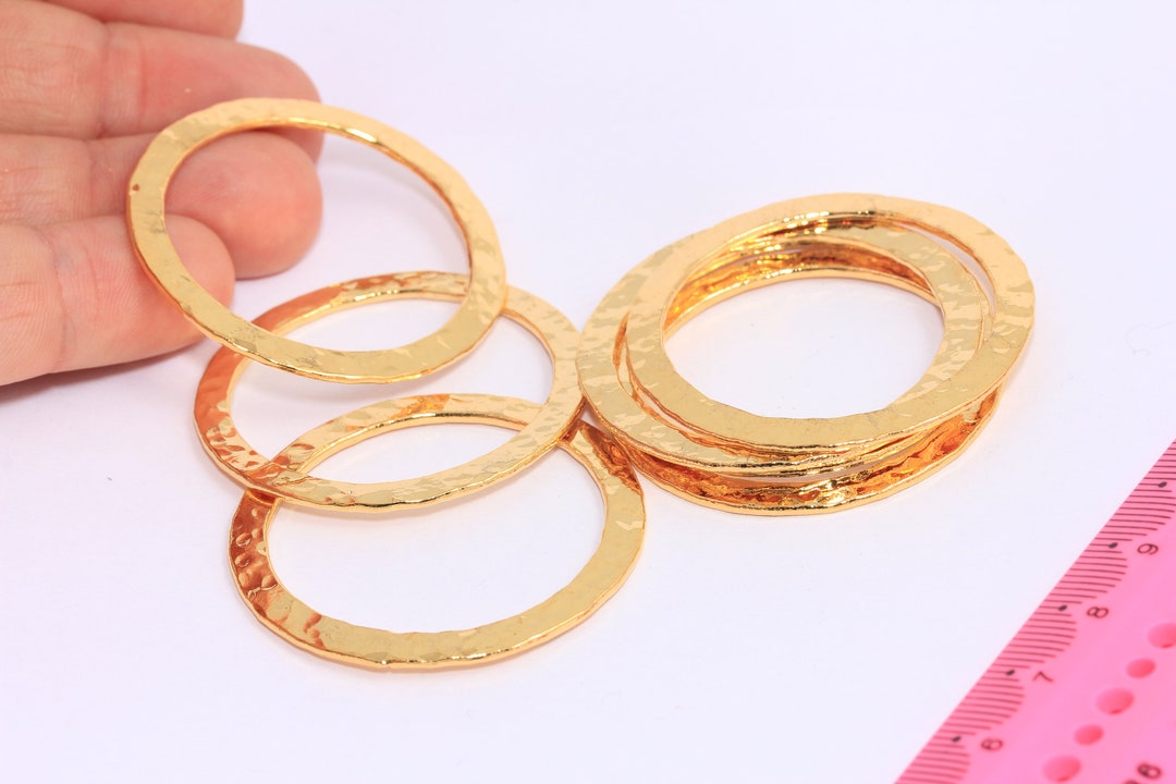 45mm 24k Shiny Gold Closed Rings, Round Connector Charms, Gold Round ...