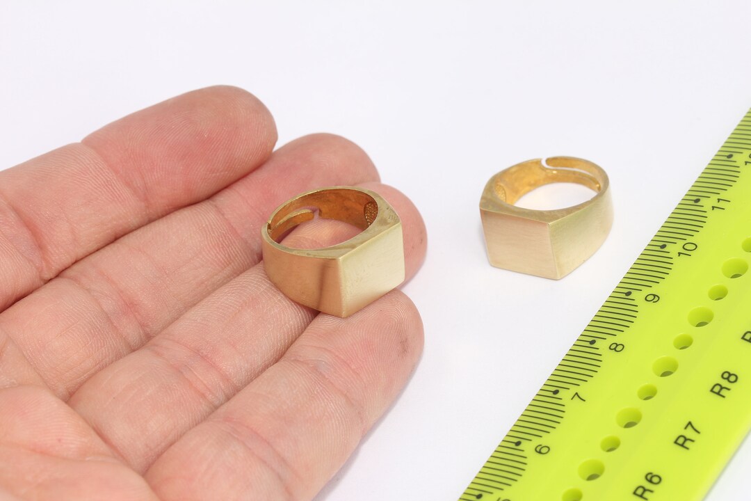 Raw Brass Rings, Nameplate Square Rings, Raw Brass Statement Rings ...