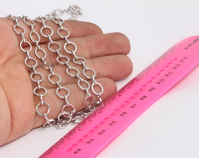 Sterling Silver Dapped Bar Chain W/ Rhodium Plated, 925 Silver Tarnish ...