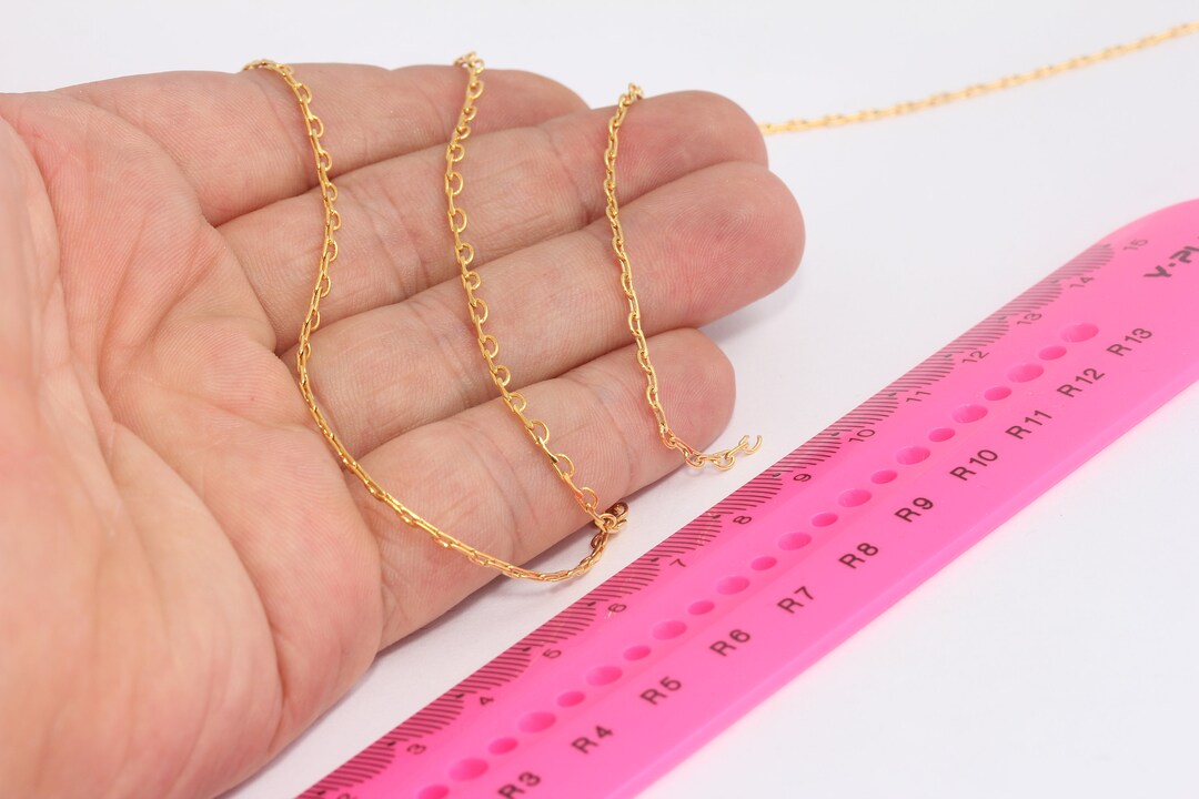 2x3mm 24k Shiny Gold Rolo Chains, Ankle Bracelet Chains, Soldered ...