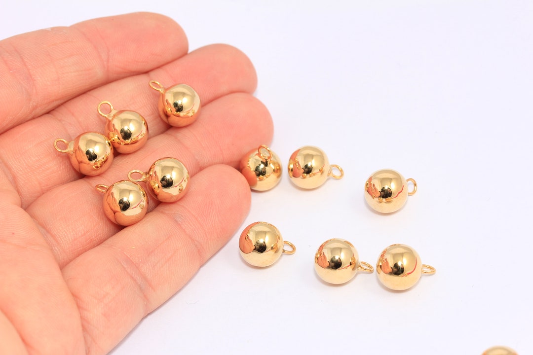 10mm 24k Shiny Gold Ball Beads, Ball Pendant, Drop Ball Beads, Ball ...