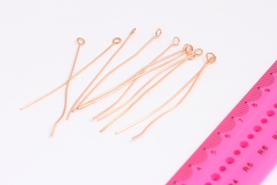 Rose Gold Plated Eye Pins, Eye Pins With Loop, Eye Pins for Beading ...