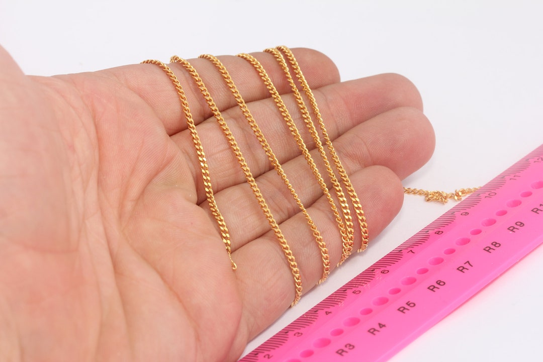2mm 24k Matt Gold Curb Chain, Soldered Chains, Gold Curb Necklace ...