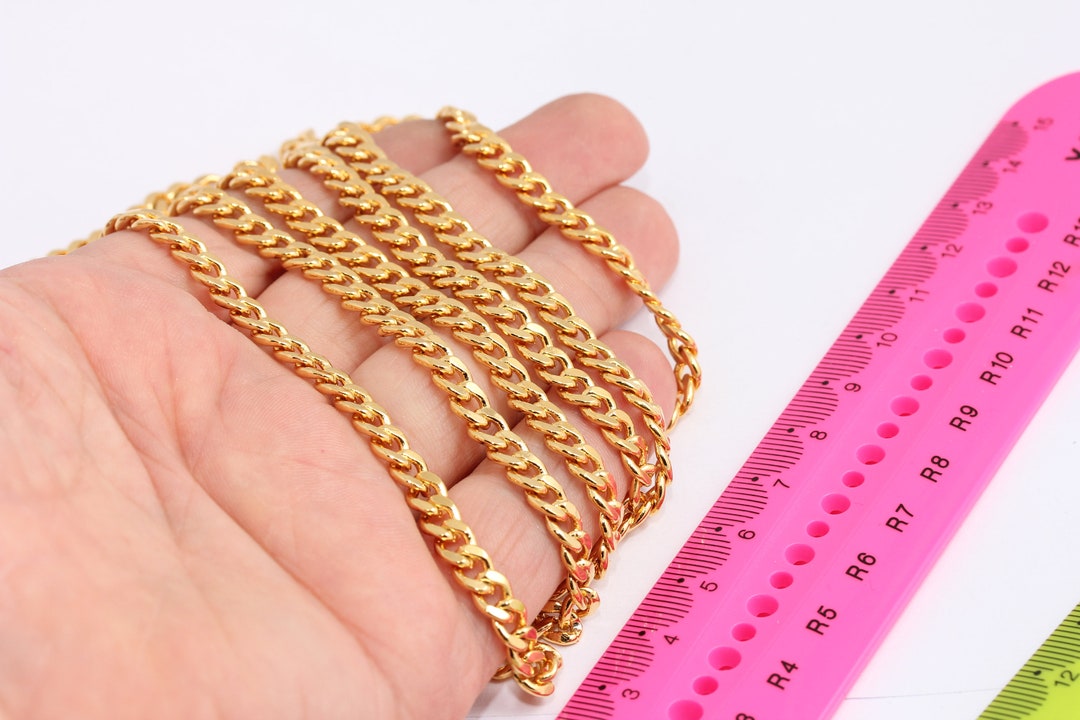 24k Shiny Gold Plated Faceted Chain, Curb Chain MBGCHK360-1 - Etsy