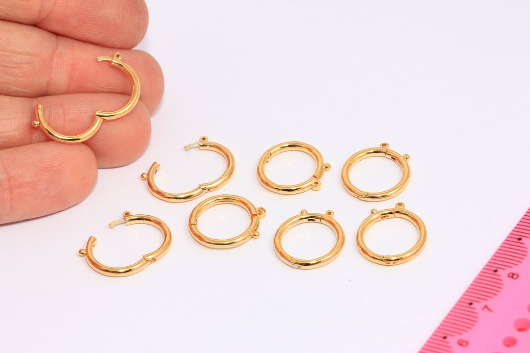 15mm 24k Shiny Gold Spring Clasp, Round Gold Clasp, Spring Clasp, High ...