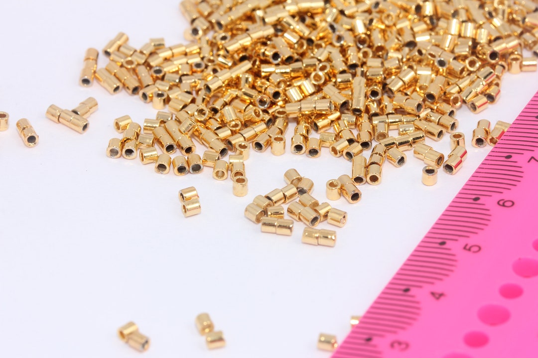 2x2mm 24k Shiny Gold Plated Crimp Beads, Crimp Tube, Small Crimp Tubes ...