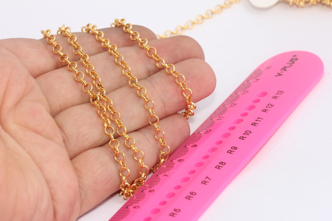 4mm 24k Shiny Gold Rolo Chain, Soldered Chain, Bulk Lot Chain, Gold ...