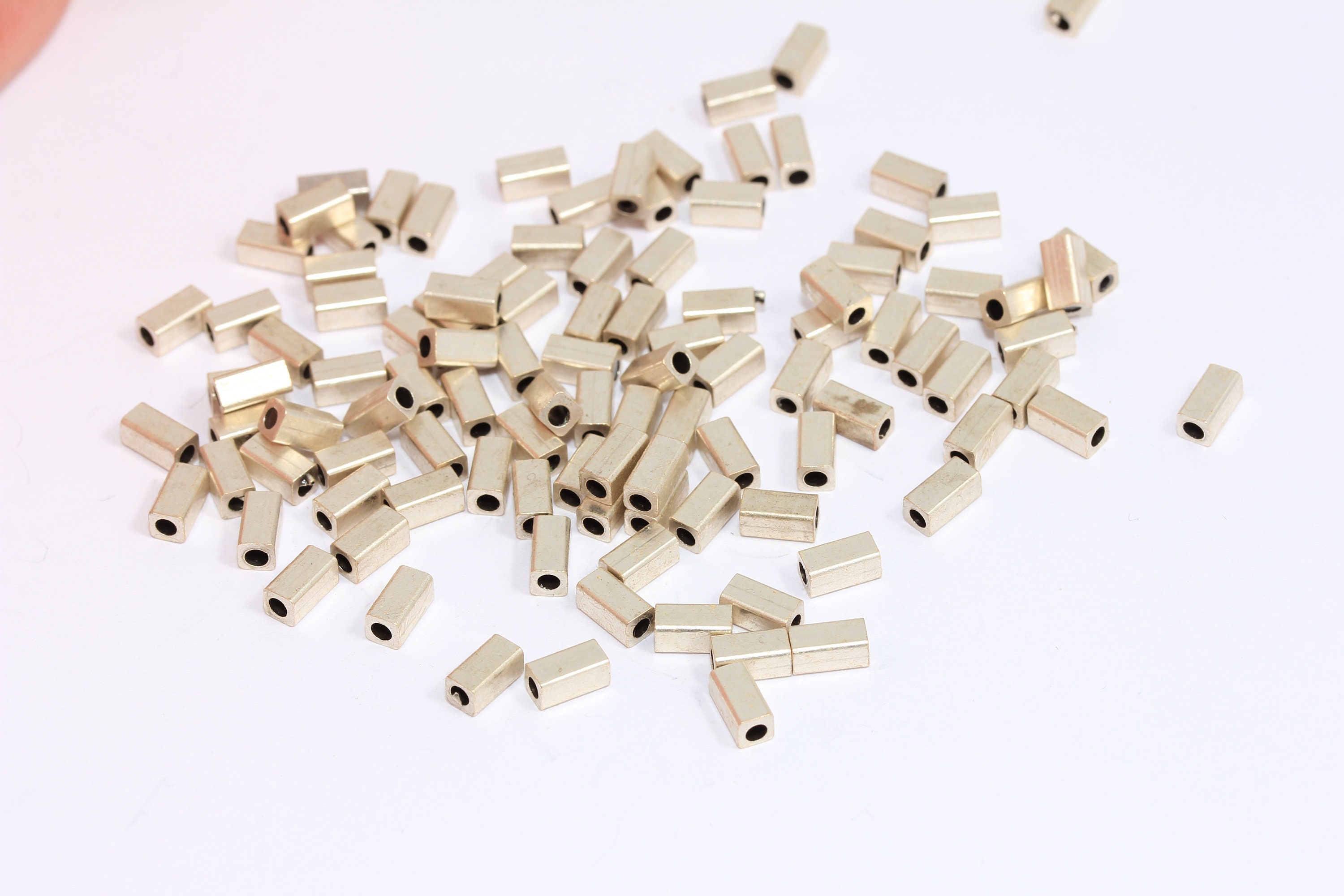 3x6mm Antique Silver Tube Beads, Bracelet Square Tube Beads, Rectnagle ...