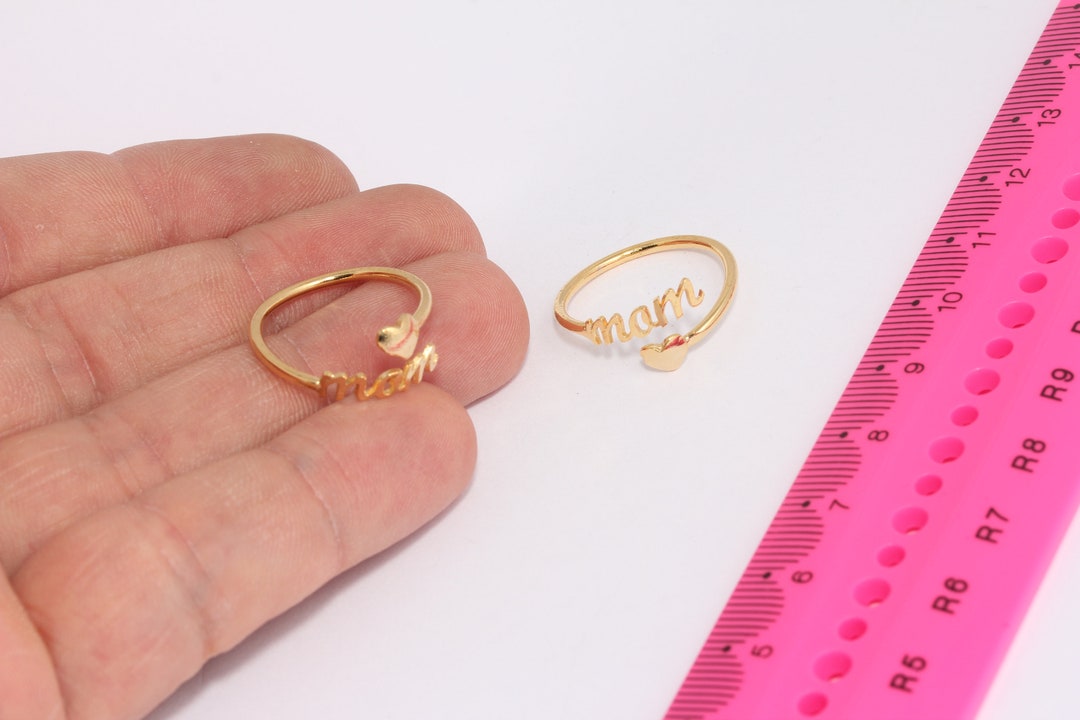 7-18mm 24k Shiny Gold Mam Rings, Tiny Gold Mama Ring, Stacking Heart ...