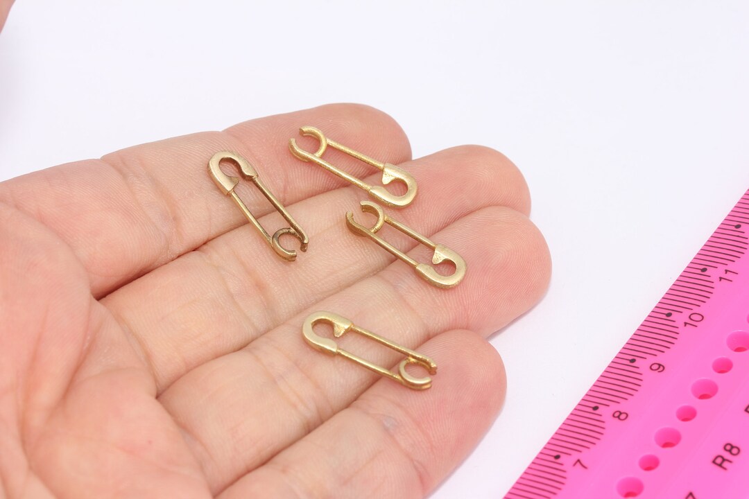 6,5x20mm Raw Brass Safety Pin Charm, Raw Brass Safety Pin Pendant ...