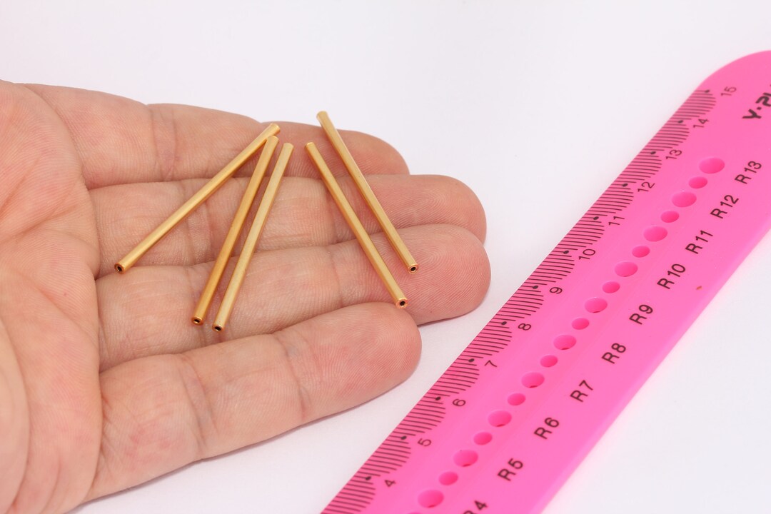 2x45mm Matt Gold Plated Tubes, Tiny Long Tubes, Gold Plated Findings ...