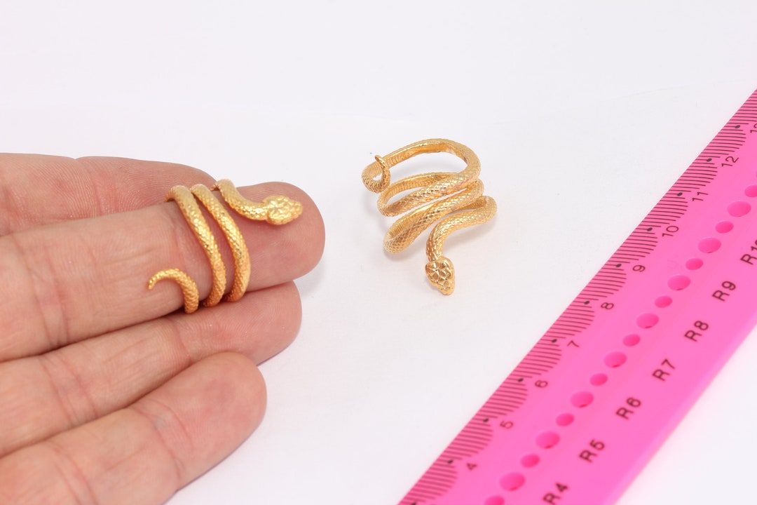 16-17mm 24k Shiny Gold Plated Snake Rings, Wrap Around Rings, Wrap ...