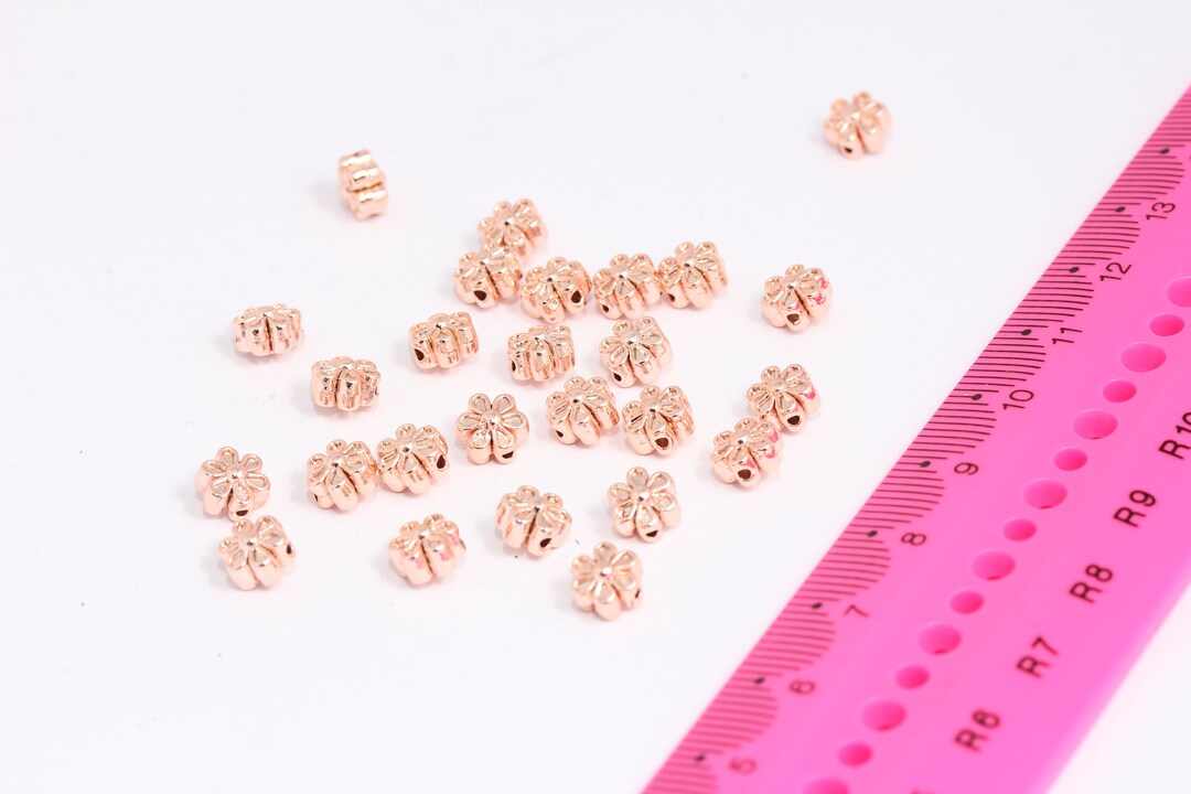 6mm Rose Gold Plated Flower Beads, Spacer Beads, Connector Beads ...