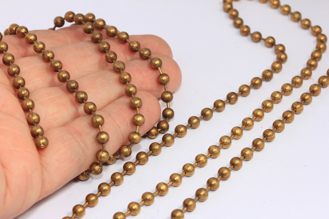 6mm Raw Brass Ball Chain, Tiny Brass Lace Ball Chain, Ball Necklace ...